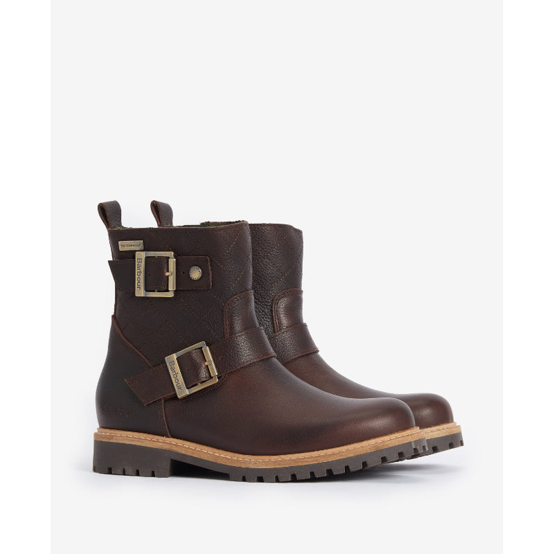 Barbour Bramble Double Buckle Leather Ladies Waterproof Boot - Dark Br ...