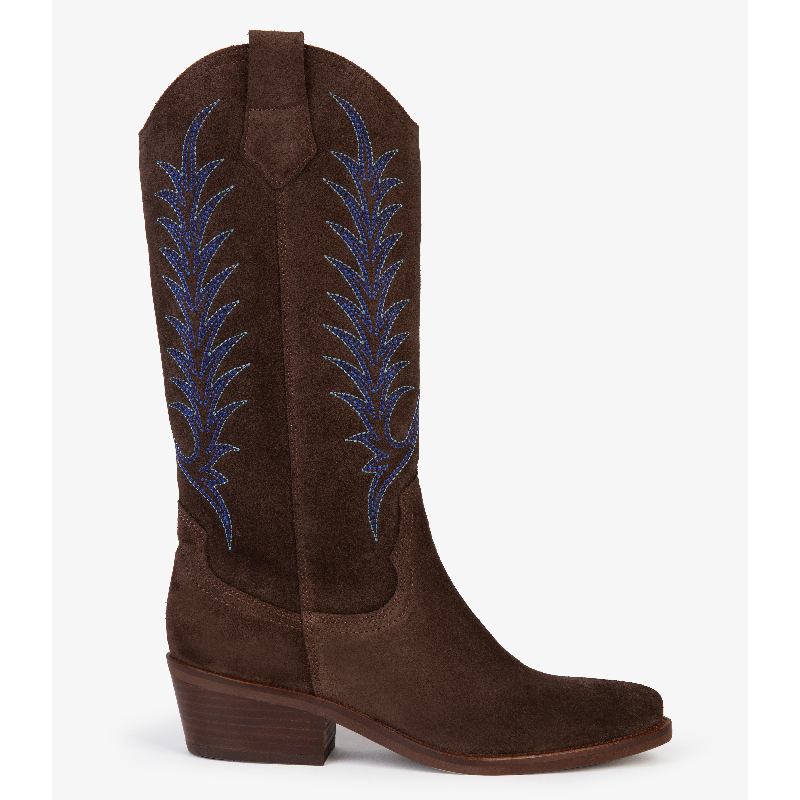 Penelope Chilvers Goldie Embroidered Suede Ladies Cowboy Boot - Bitter ...