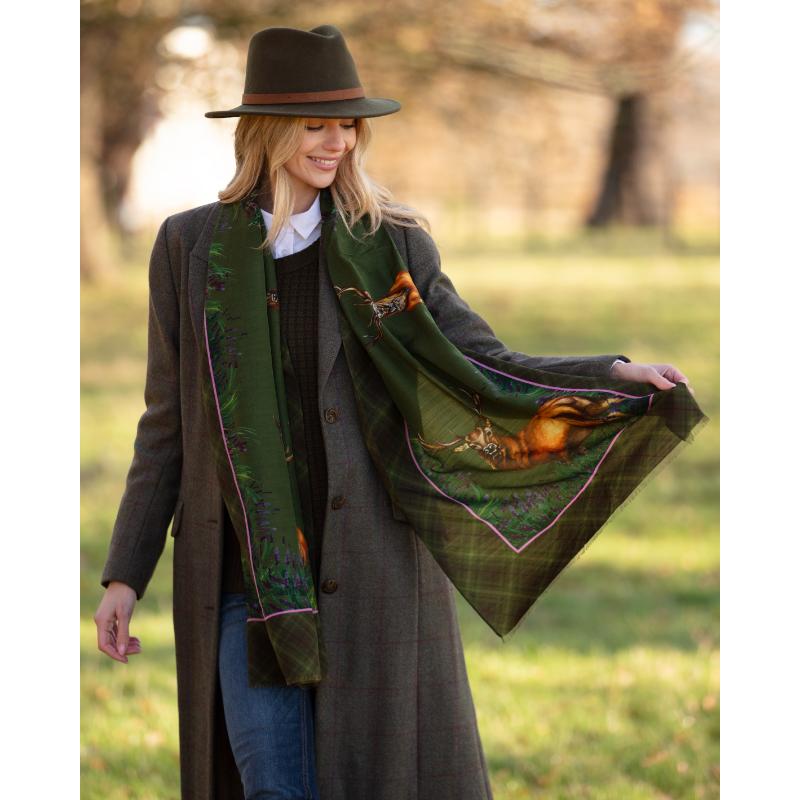 Clare Haggas Caledonia Wool Silk Wrap Scarf - Moss Green – William Powell