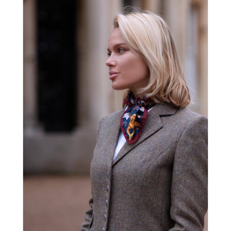 Clare Haggas It's A Dogs Life Medium Square Silk Scarf - Claret & Navy ...