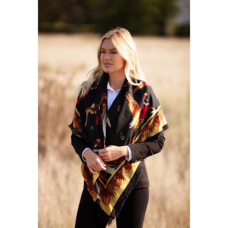 Clare Haggas Turf War Wool & Silk Shawl - Black & Gold – William Powell