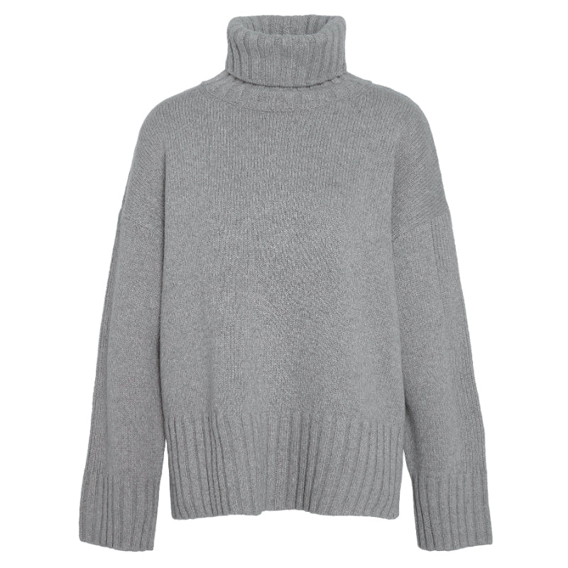 Barbour Josephine Knitted Ladies Roll Neck Jumper - Grey Marl – William ...