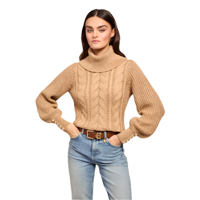 Holland Cooper Corded Roll Neck Ladies Knit Jumper - Camel – William Powell