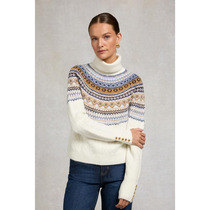 Holland Cooper Rebecca Ladies Roll Neck Knit Jumper - Natural – William ...