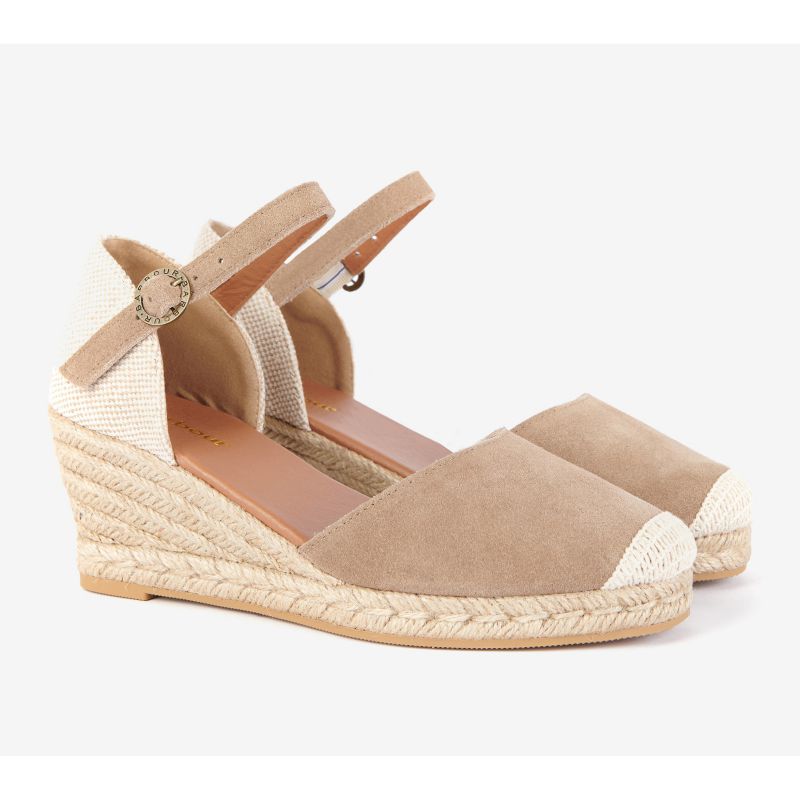Barbour Frances Suede Ladies Espadrille Wedge - Sand – William Powell