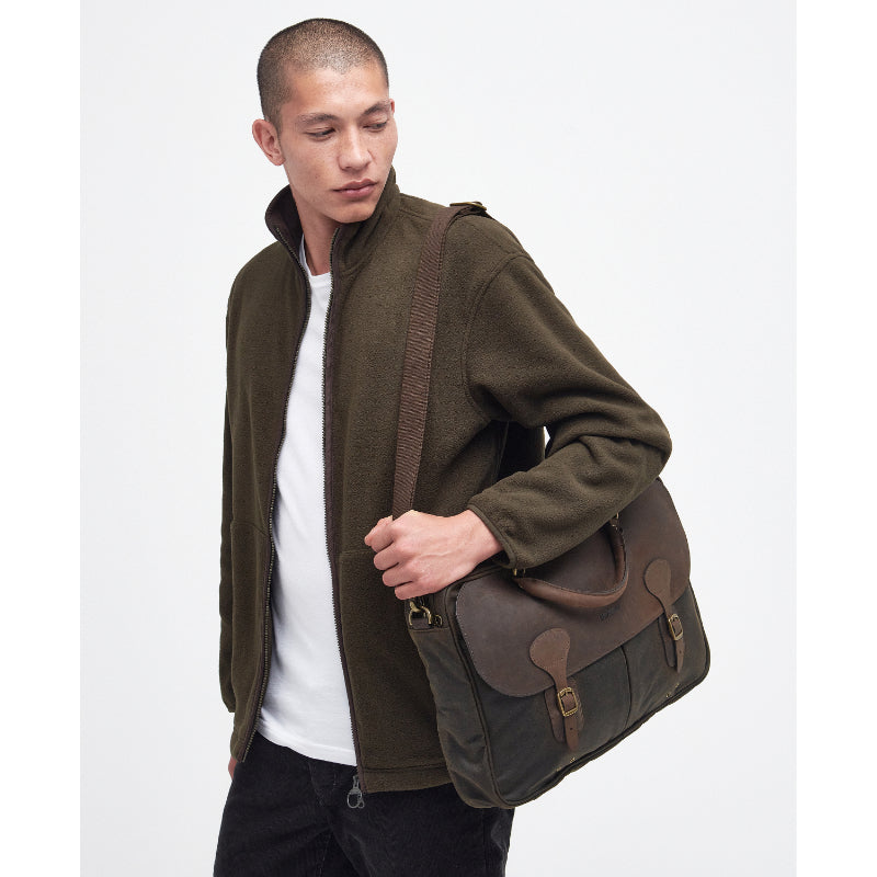Barbour Wax Leather Briefcase Olive William Powell
