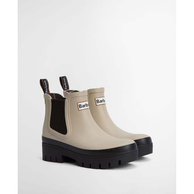 Barbour Halton Ladies Chelsea Wellington Boot - Light Sand/Black ...