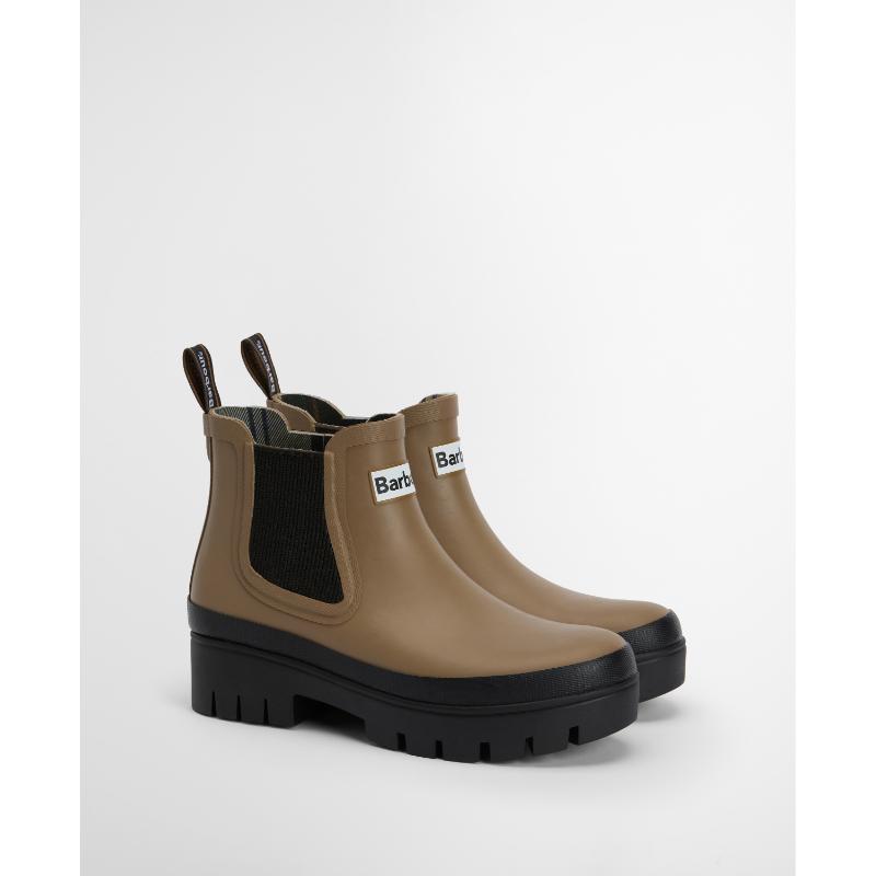 Barbour Halton Ladies Chelsea Wellington Boot - Military Brown/Black ...