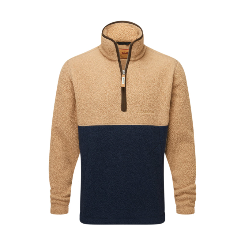 Schoffel Berkeley Retro 1/4 Zip Fleece - True Navy/Tan – William Powell