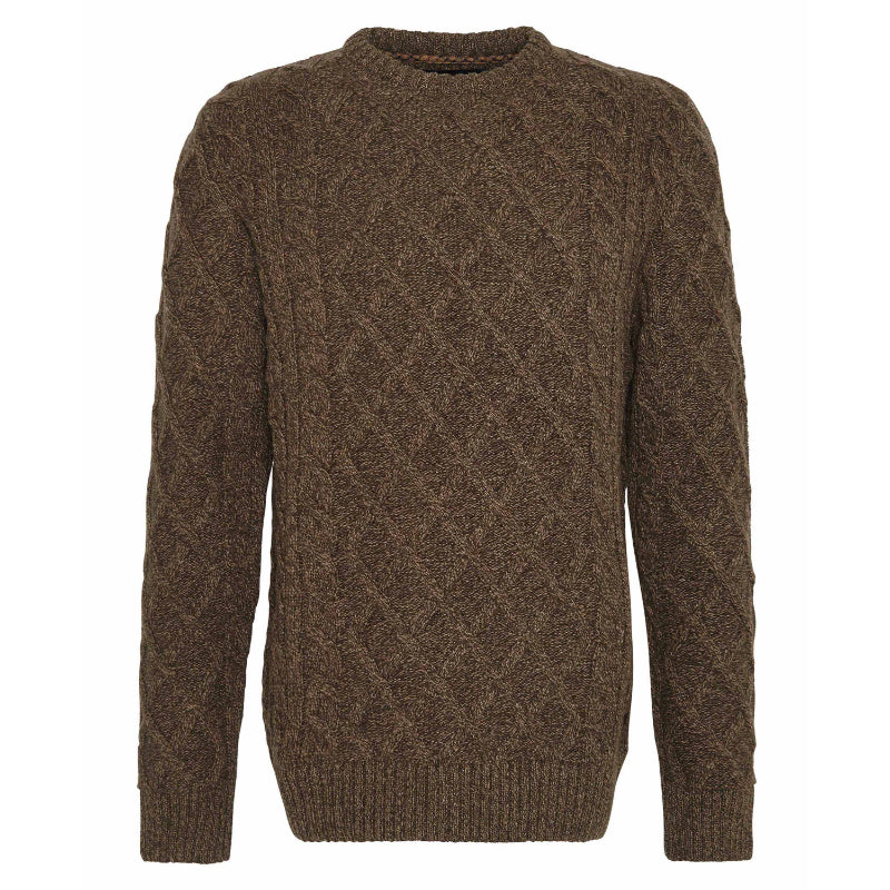 Barbour Stowford Cable Lambswool Knit Crew Neck Mens Jumper - Olive Mi ...