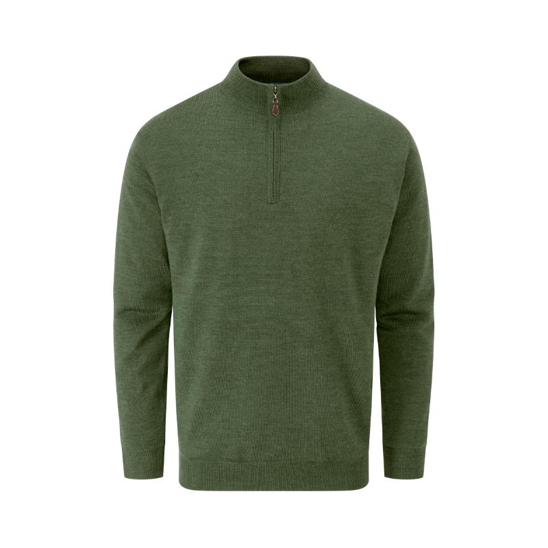Alan Paine Falstone Windblock Mens 1/4 Zip Merino Jumper - Seaweed ...
