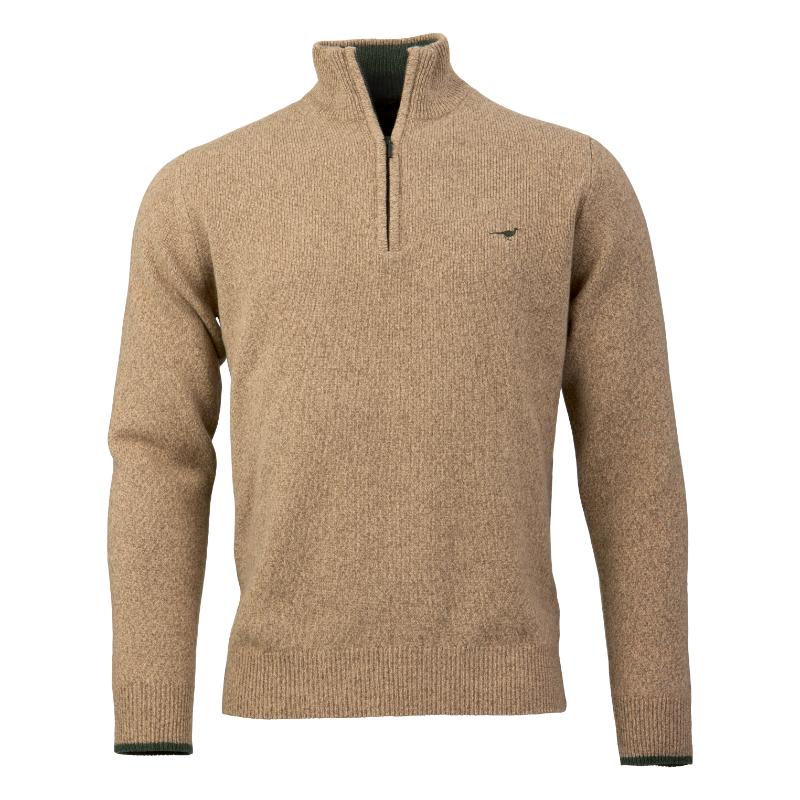 Laksen Brompton Mens Lambswool 1/4 Zip Jumper - Camel – William Powell