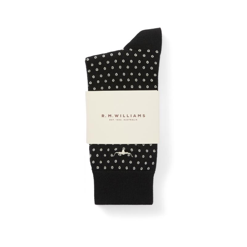 R.M.Williams Nelson Polka Dot Sock 2 Pack - Black/Cream – William Powell