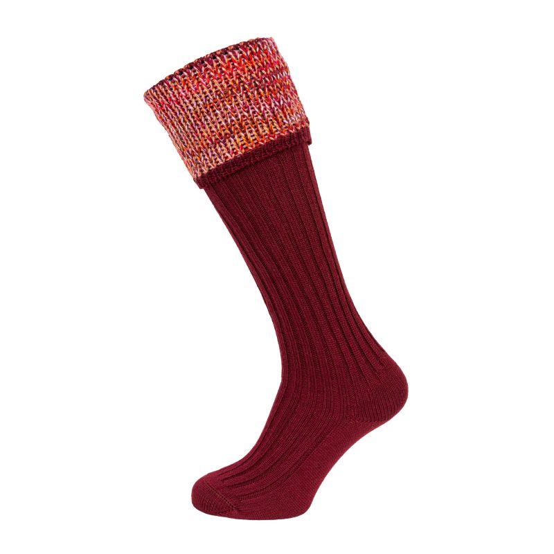 William Powell Katrine Ladies Merino Shooting Socks - Burgundy